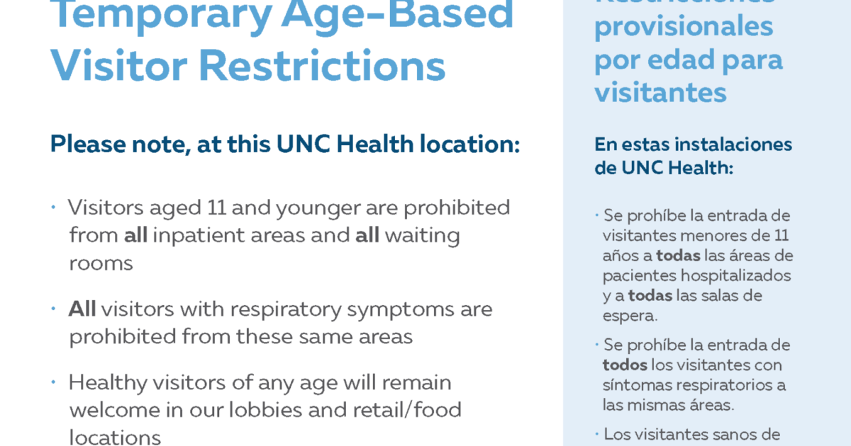 Effective January 5th at Noon: Age-based Visitor Restrictions